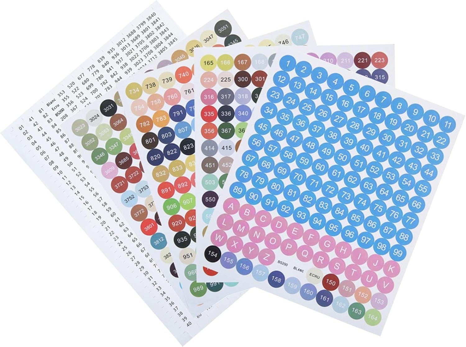 OTAIVE Color Number Stickers - 447 Labels for Multi Colors,1-100 Number ...