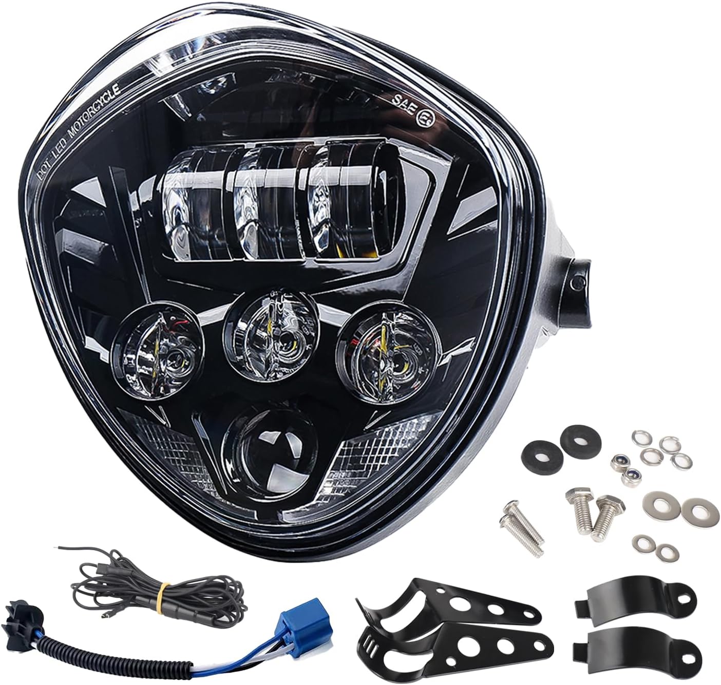 Amazon.com: AVOUZ 7inch LED Motorcycle Headlight Hi Lo Beam White&Red ...