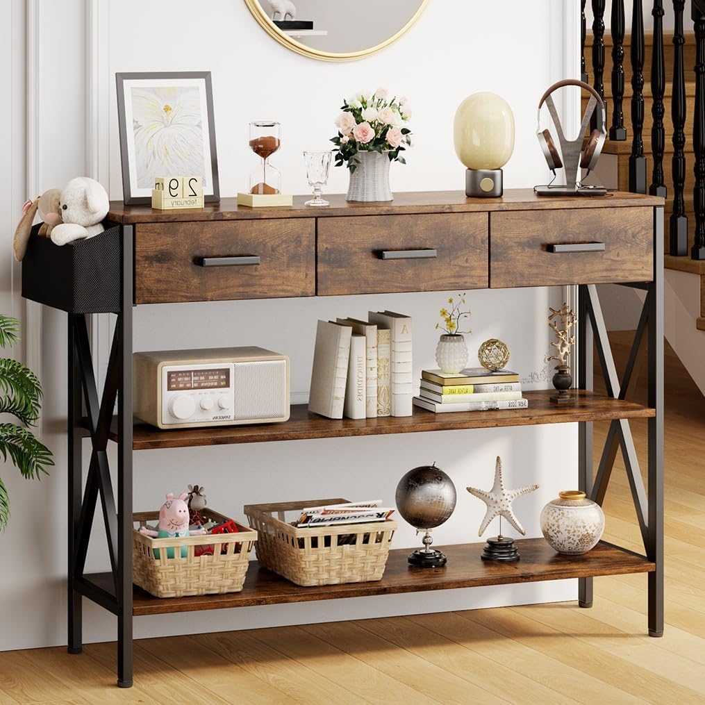 Amazon.com: Towallmark Console Sofa Table with 2 Drawers, Entryway ...