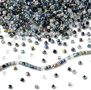 Amazon.com: Echoed Elegance 500Pcs Black Cube Crystal Glass Seed Beads for Bracelets Jewelry ...