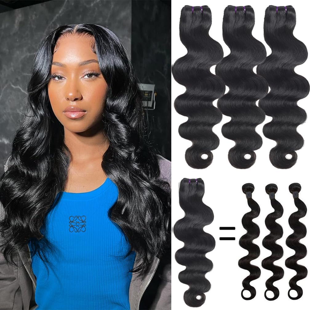 Amazon.com : Body Wave Bundles Human Hair 22 24 26 Inch 10A Grade Human ...