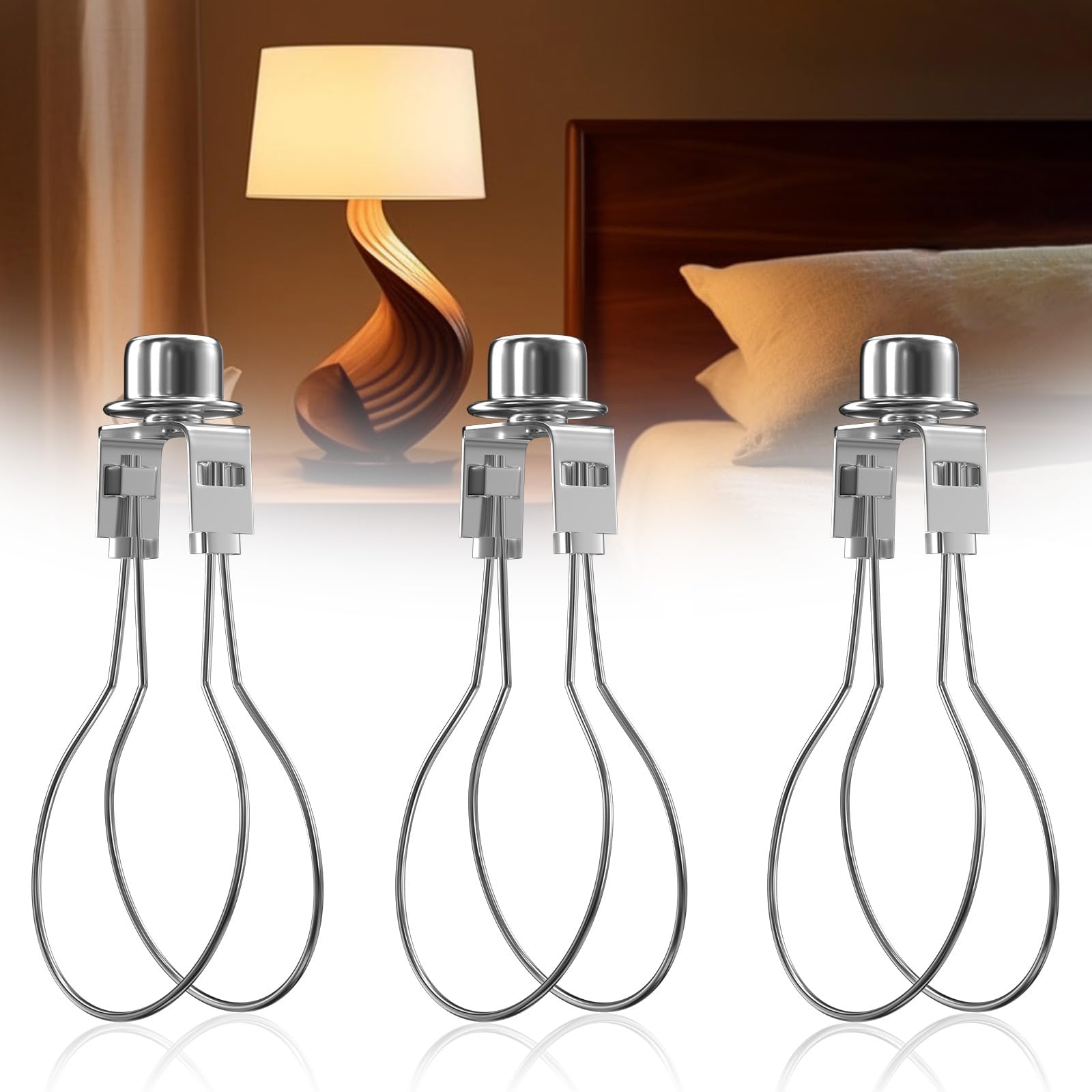 ECUDIS 4 Pack Lamp Shade Light Bulb Clip Lampshade Adapter with Finial ...