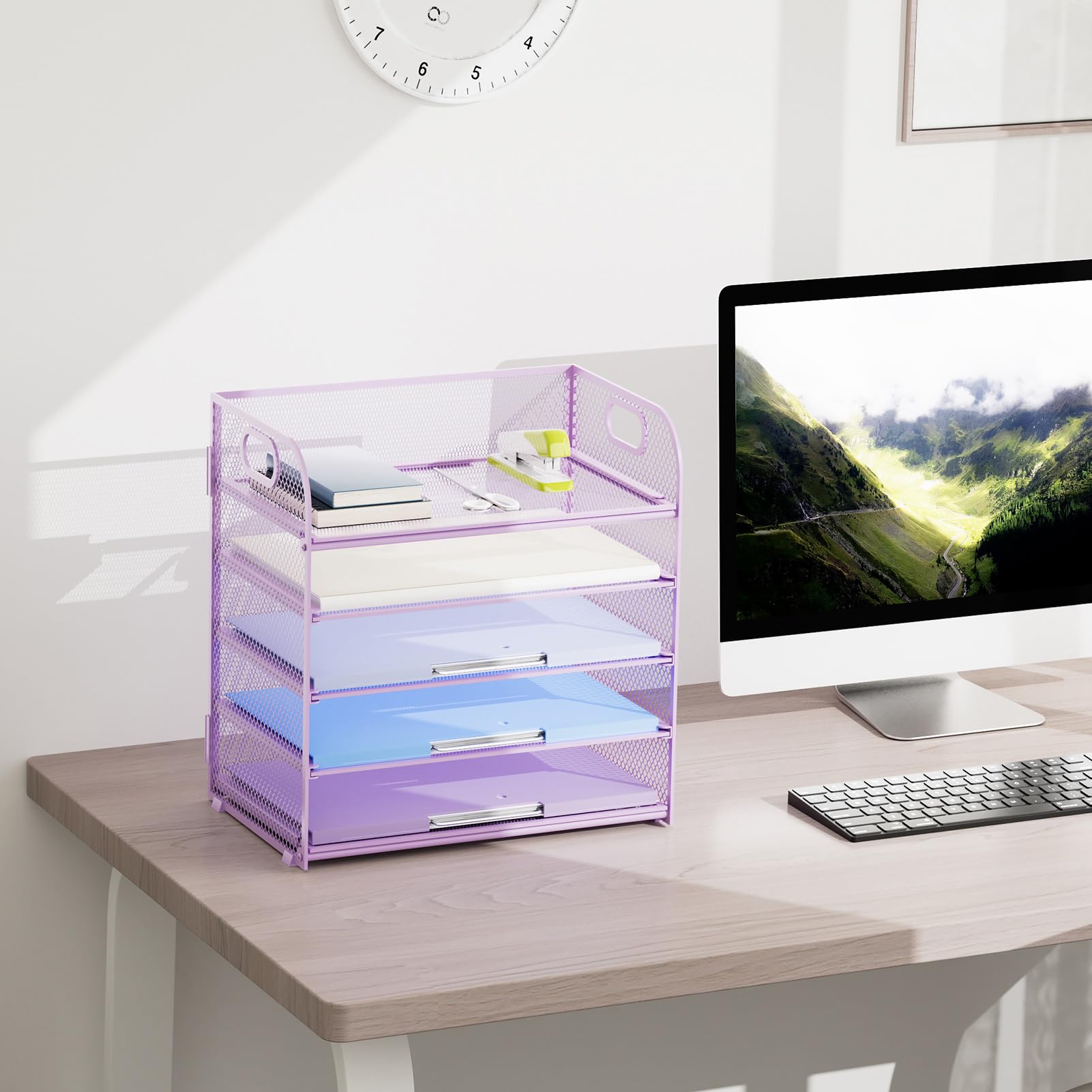 Snapklik.com : Marbrasse Paper Organizer Letter Tray, 5 Tier Mesh File ...