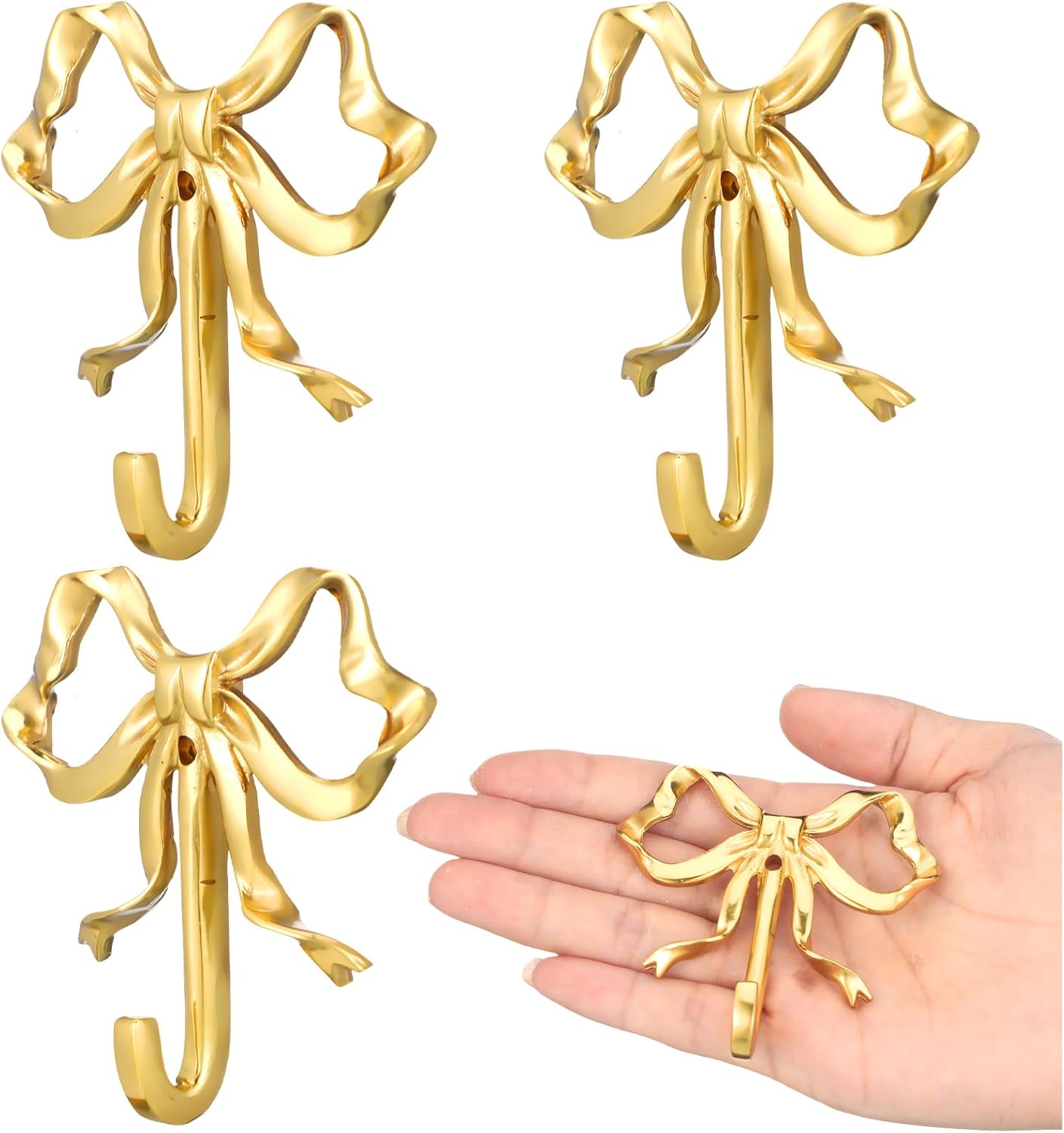 Amazon.com: Lineshading 4 Pcs Coquette Gold Bow Knot Hooks Brass Bow ...