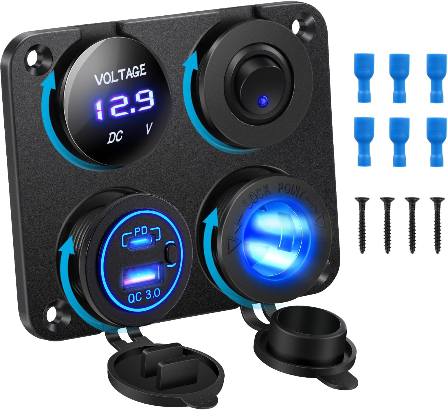 Amazon.com: Upgraded Kohree 12V USB Outlet with Individual Switch, 4 in ...