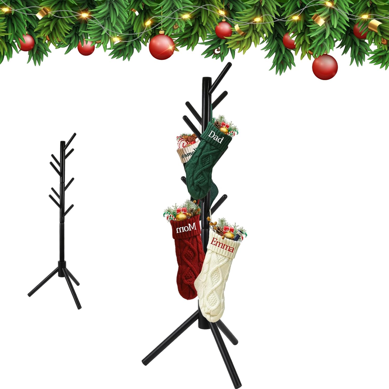 Amazon.com: Profully Christmas Stocking Holder Stand, Wooden Christmas ...