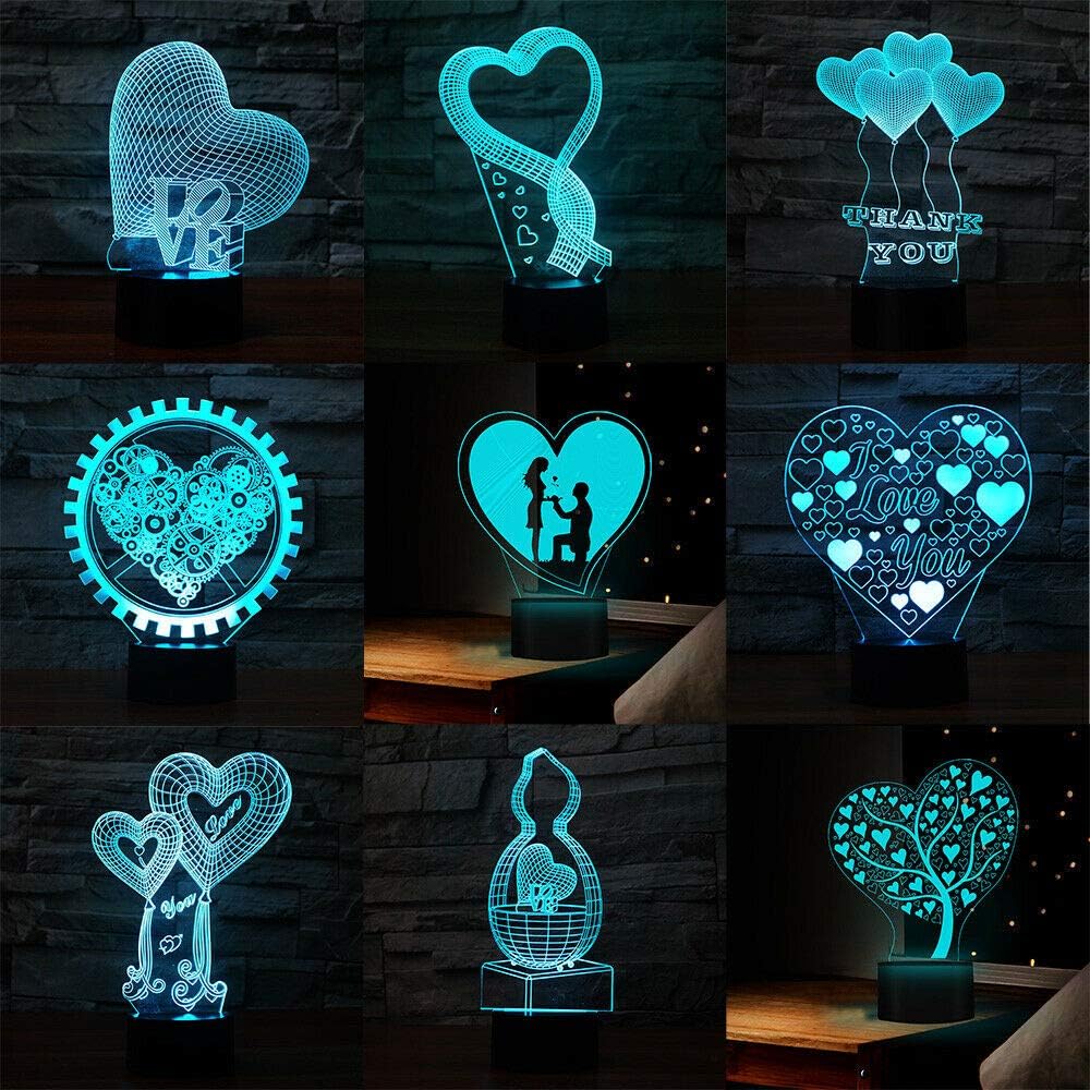 FULLOSUN 3D Night Light Cute Love LED Nightlight Baby Nursery Lamp for ...