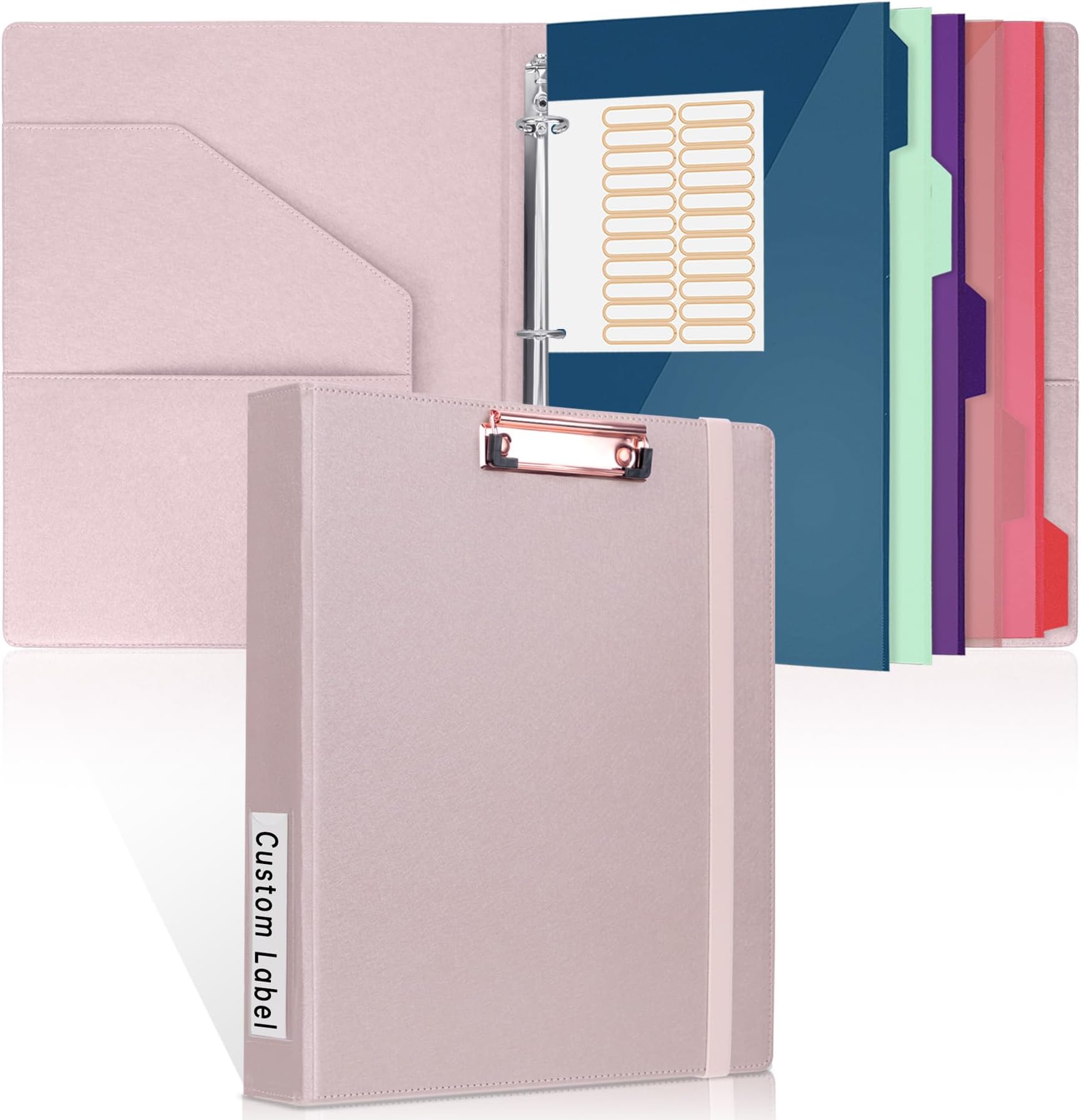 Amazon.com : Antner PU Leather 3 Ring Binder with Clipboard, 1 Inch ...