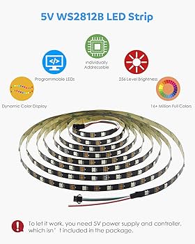 WS2812B LED Strip Addressable RGB LED Pixels Strip, 40% OFF