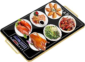 SenhE Electric Food Warmer Plate, Glass Warming Tray with Adjustable ...