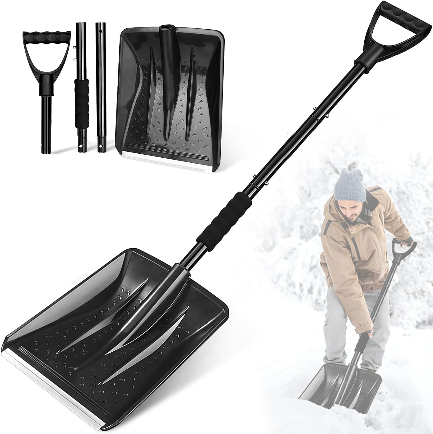 Amazon.com : Snow Shovel, Emergency Shovel for Car, 3-Piece Detachable ...