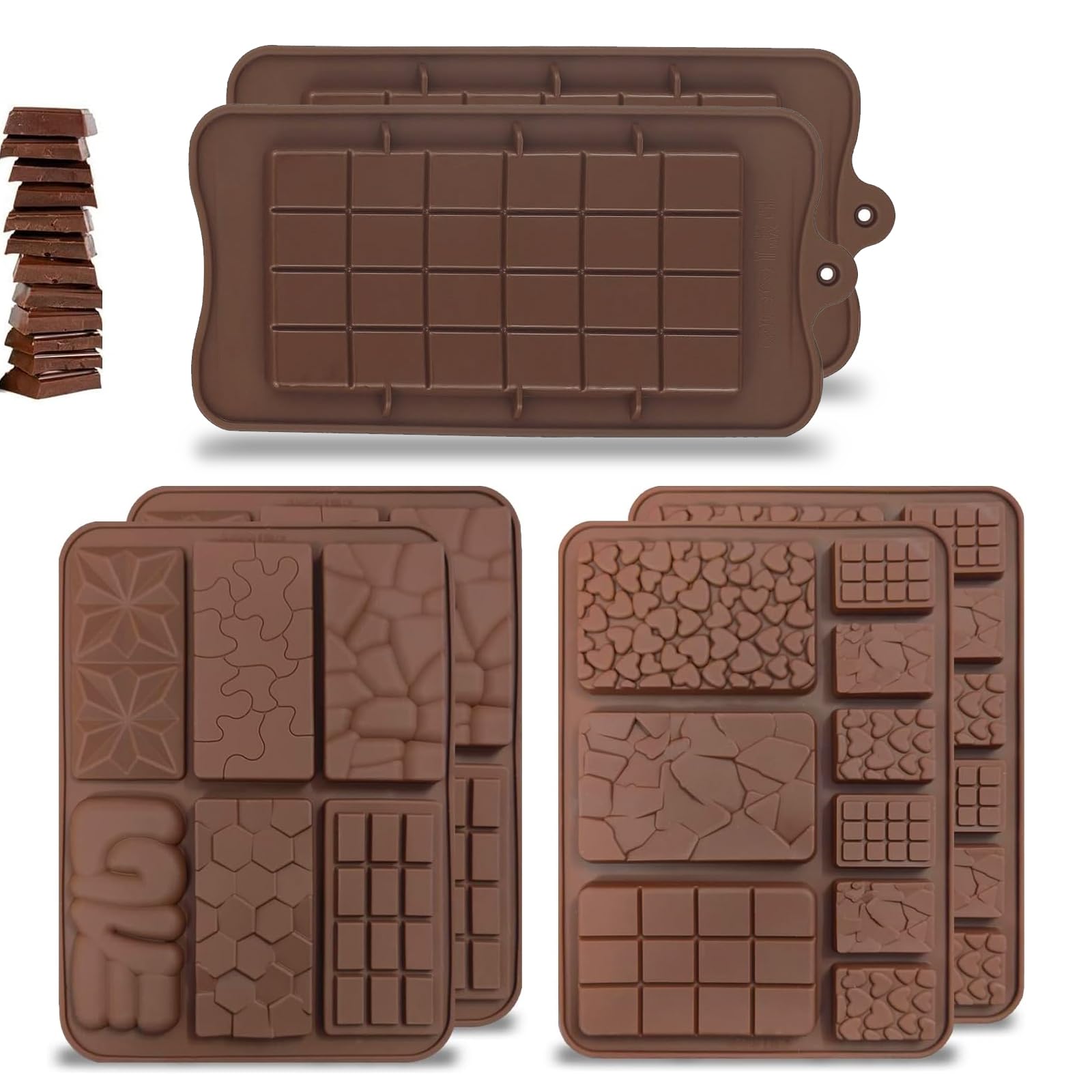 LOKEDJZ Food Grade Silicone Chocolate Bar Molds - Multiple Designs ...