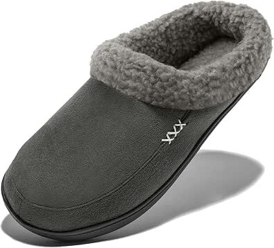 Amazon.com | NewDenBer Men's Warm Memory Foam Suede Plush Fleece Lined ...
