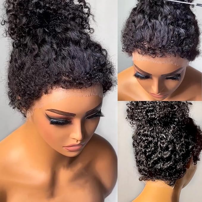 Amazon.com : 4C Kinky Curly Edges Hairline 360 Lace Front Curly Wigs ...