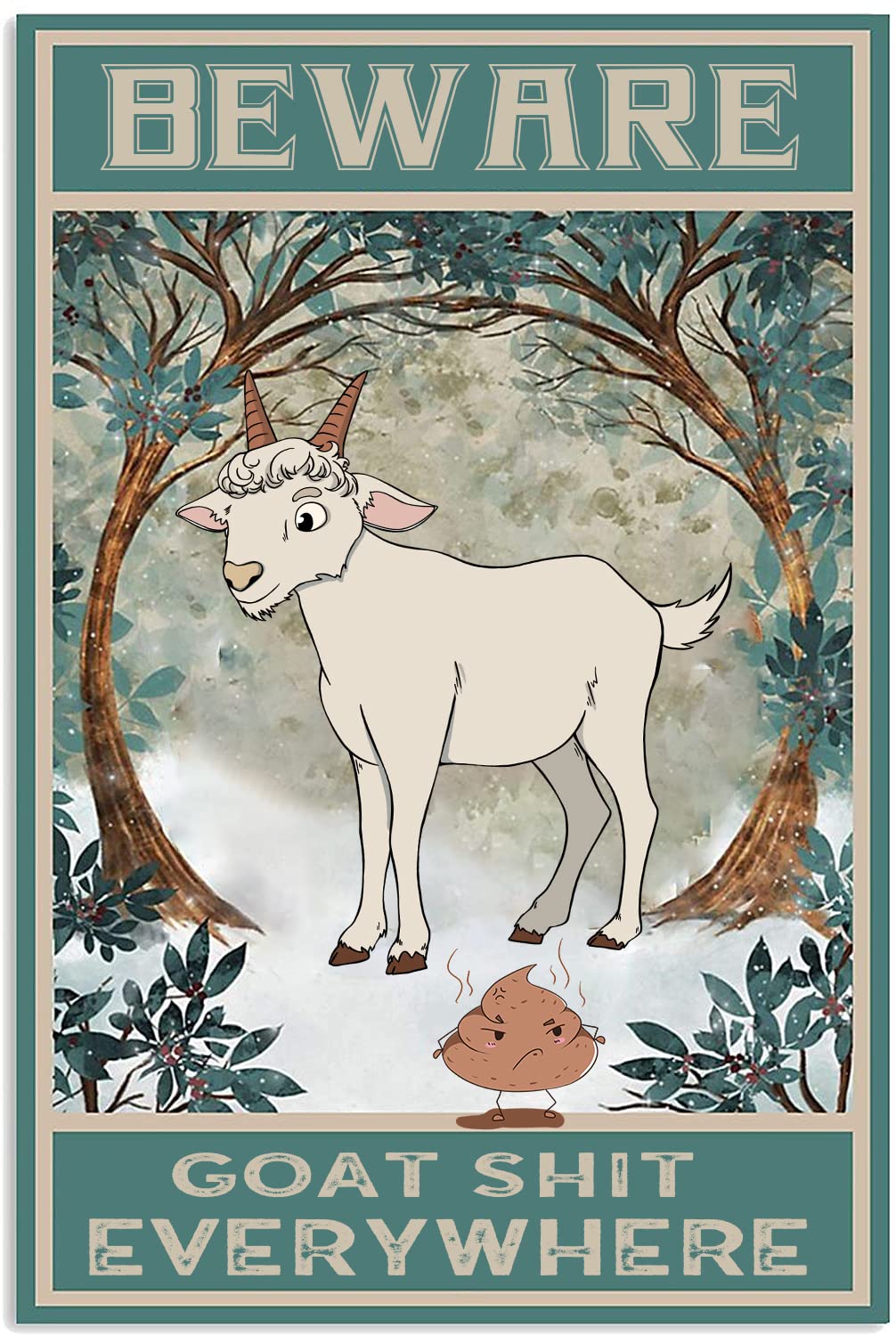 Goat Beware Goat Shit Everywhere Shop Farm Metal Tin Signs Bathroom ...
