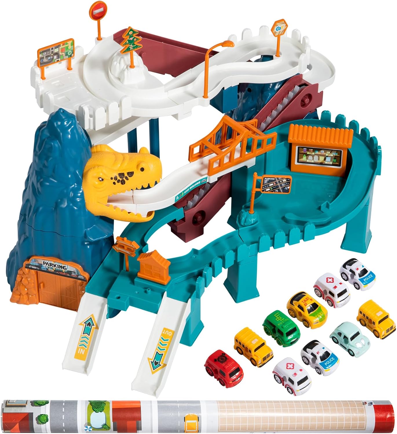 Amazon.com: Dinosaur Race Track for Kids Toddler, Toy Car Ramp Track ...
