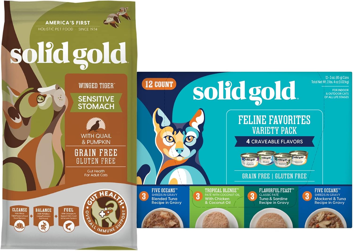 Amazon.com : Solid Gold Sensitive Stomach Dry Cat Food - Made with Real ...