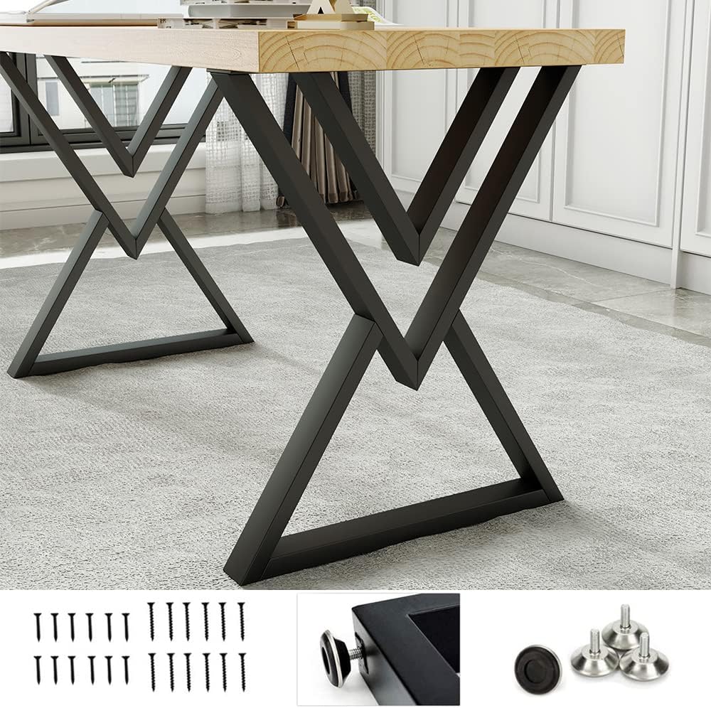 ECLV 28" Dining Table Legs, L-Shaped Steel Table Legs, Country Style ...