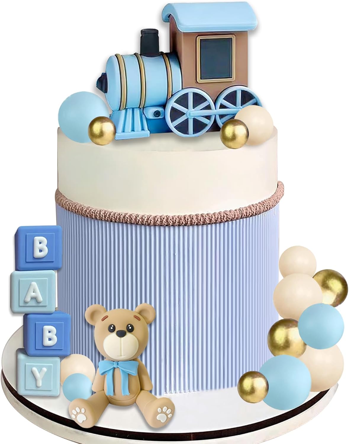 Amazon.com: 22 PCS Bear Cake Toppers Train Cake Toppers Bear Balls Cake ...