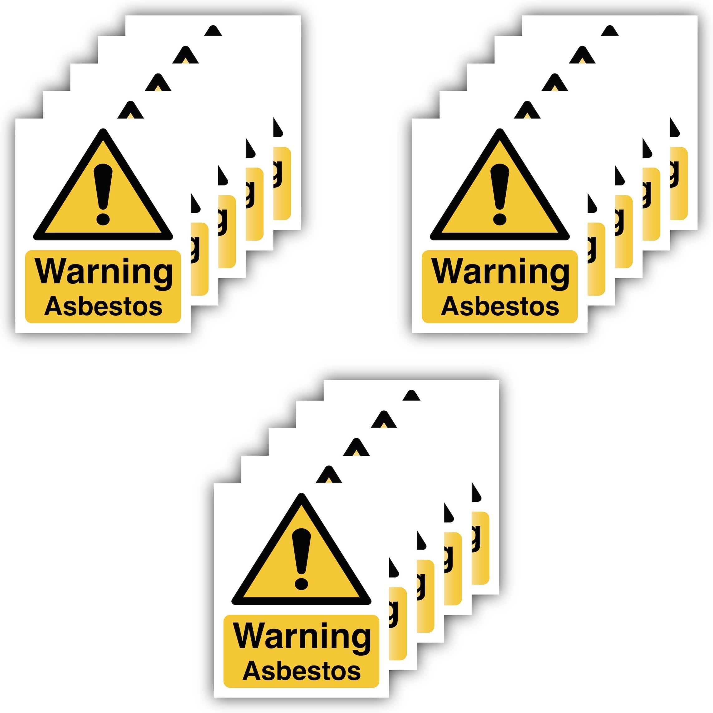 11CM X 9CM Pack of 15 Self Adhesive Warning Asbestos Stickers Vinyl ...