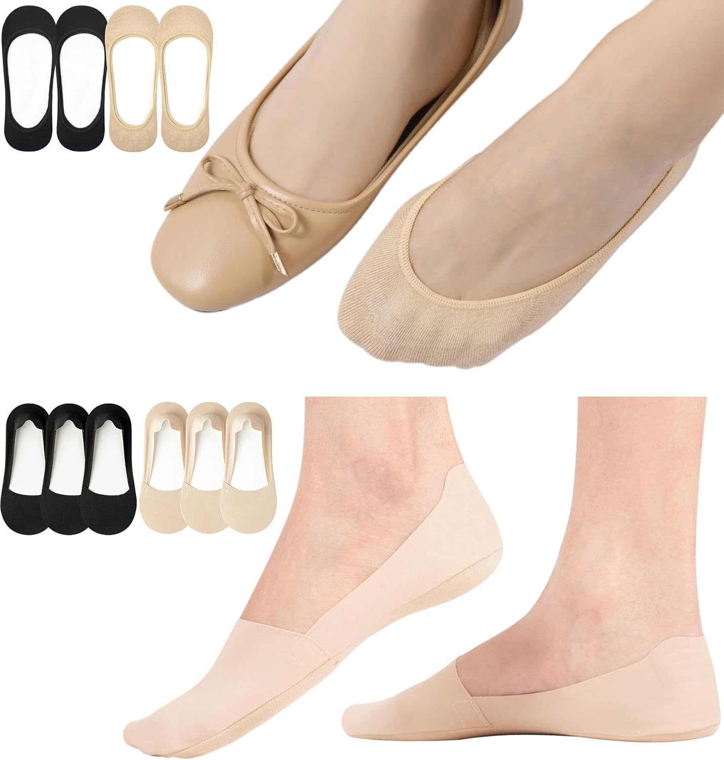 Amazon.com: floconssy 6 Pairs Nylon No Show Socks Womens and 4 Pairs ...