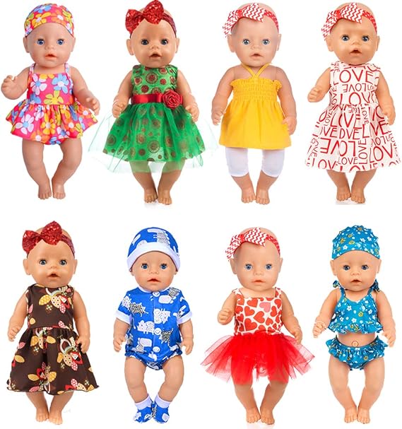 Amazon.com: 8 0utfits Doll Clothes Change Show for 16-17 Inch Baby Doll ...