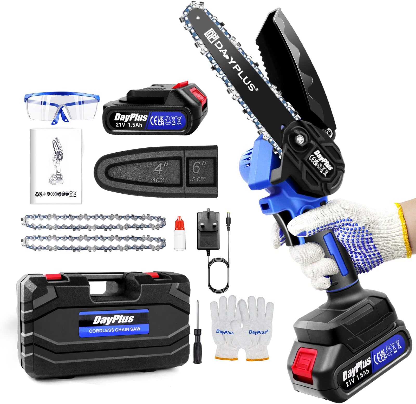 Cordless Mini Chainsaw Compatible with 18V Battery - TEETOK 6 Inch ...
