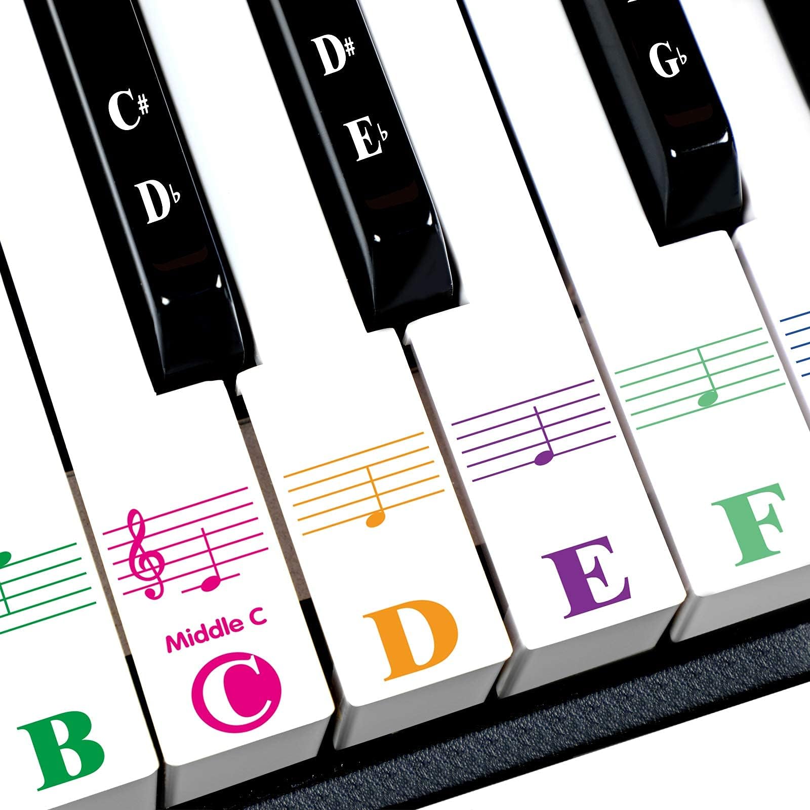 Azymi Piano Stickers, Piano Key Stickers for 88/61/54/49/37 Key Full ...