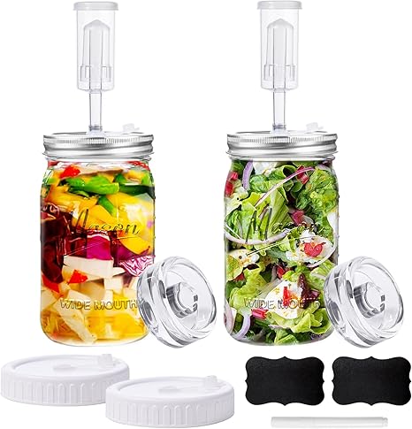 Amazon.com: Galssmagic 32 oz Fermentation Jar,2 Pack Fermentation kit ...