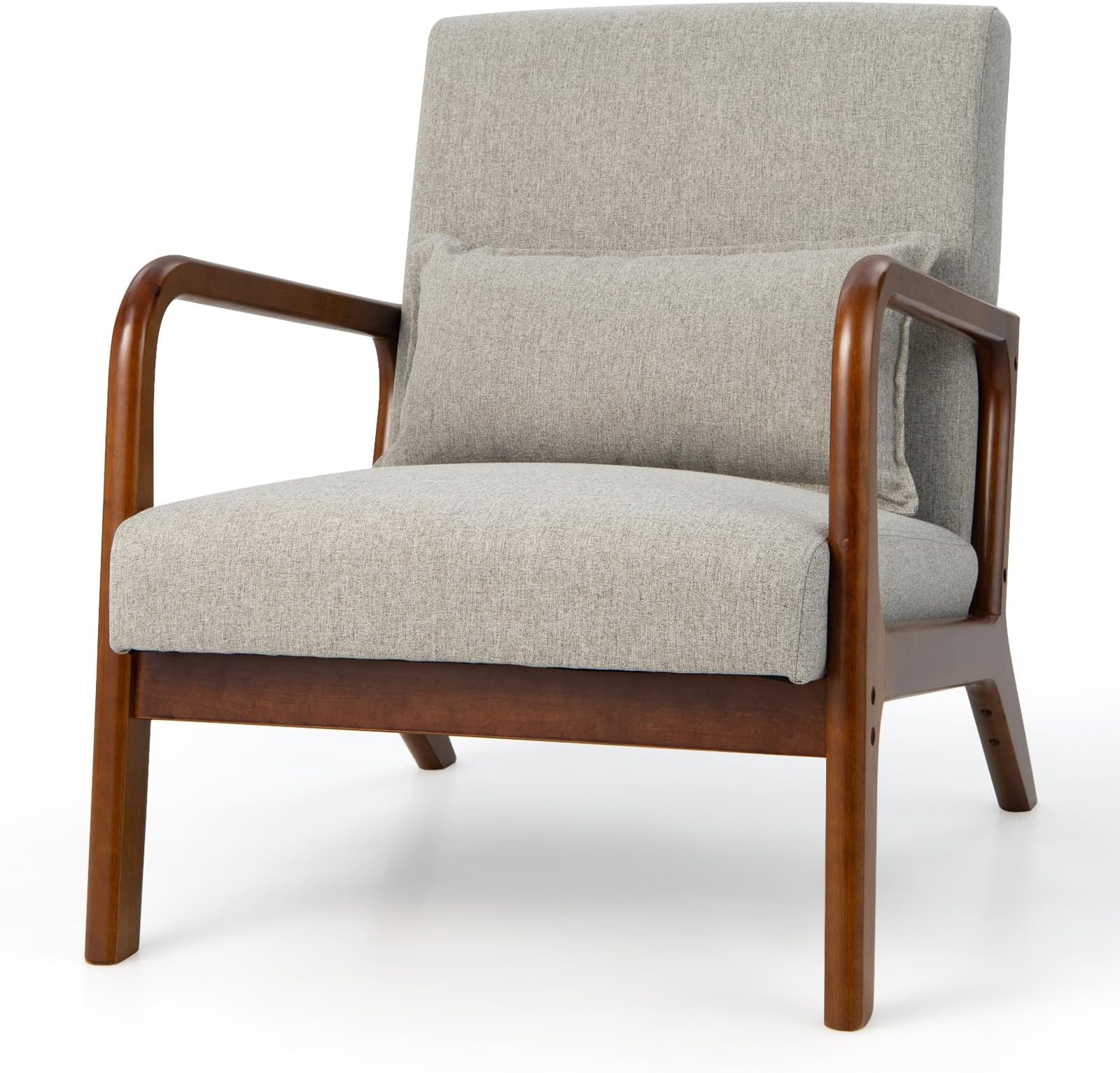 RELAX4LIFE Padded Accent Armchair, Wooden Upholstered Single Lounge ...