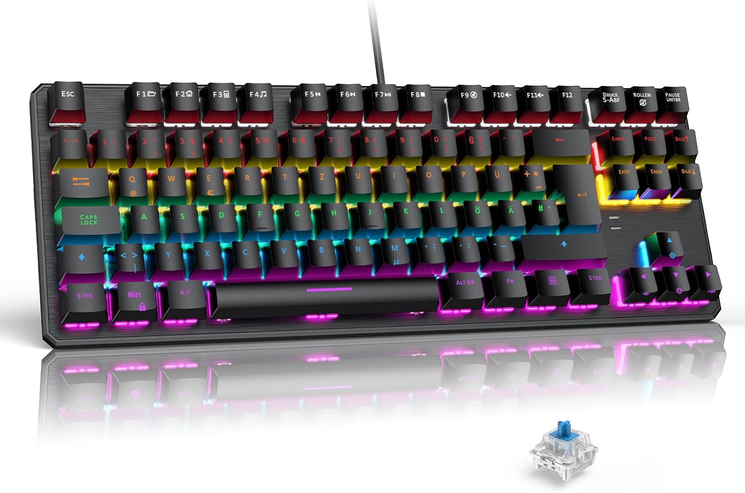 TECURS Gaming Keyboard Mechanical - RGB PC Aluminium Keyboard with ...