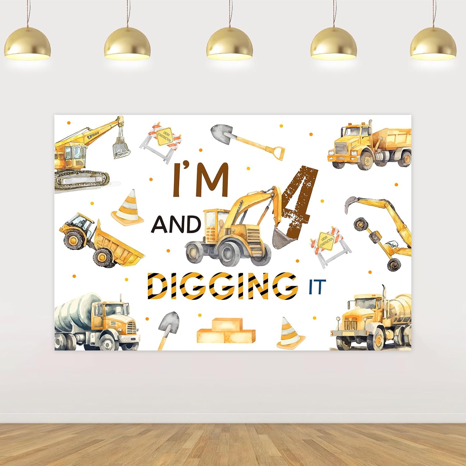 Amazon.com : Sursurprise Construction 4th Birthday Decorations, I’m 4 ...