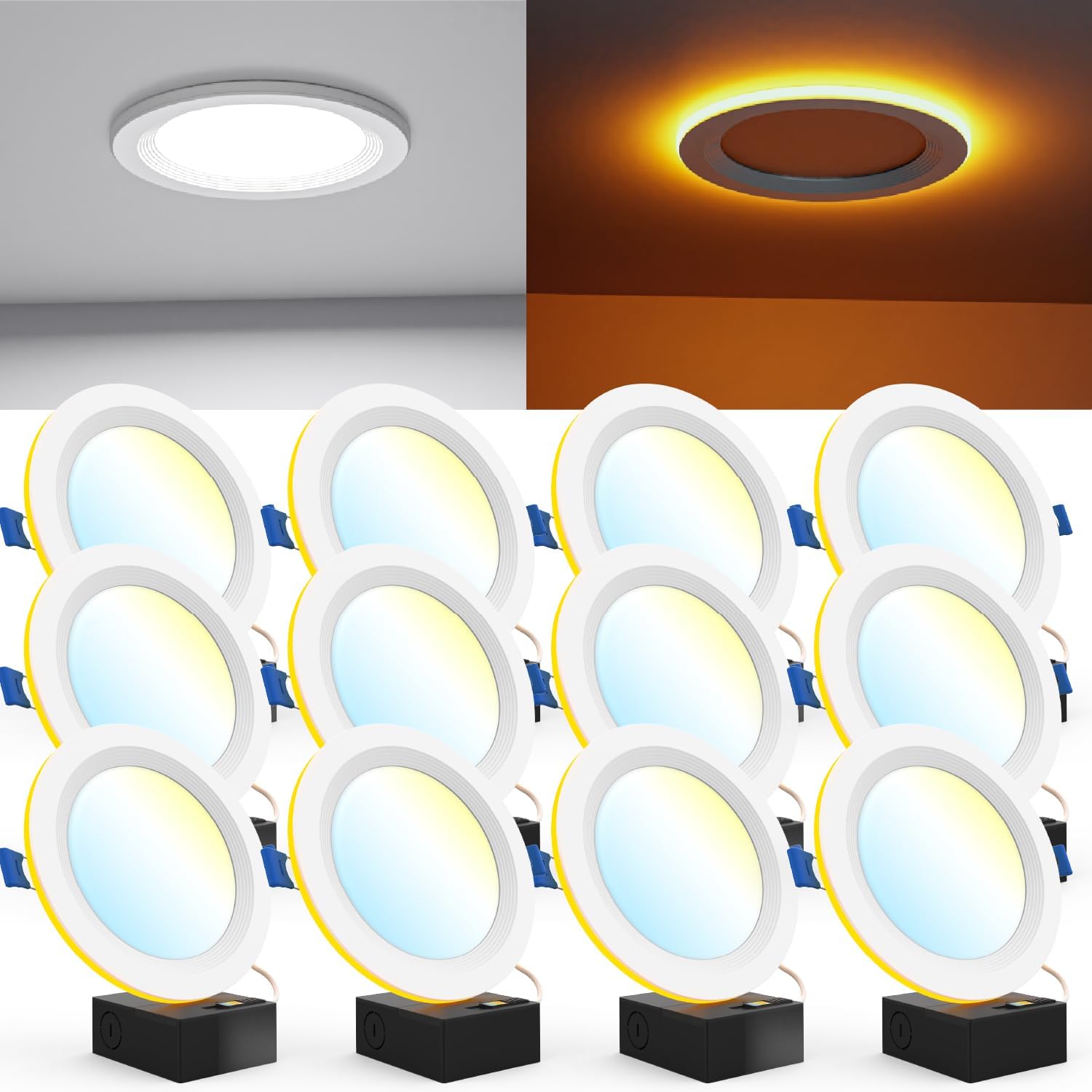 Sunco 12 Pack 6 Inch LED Recessed Light with Night Light, Flush Mount ...