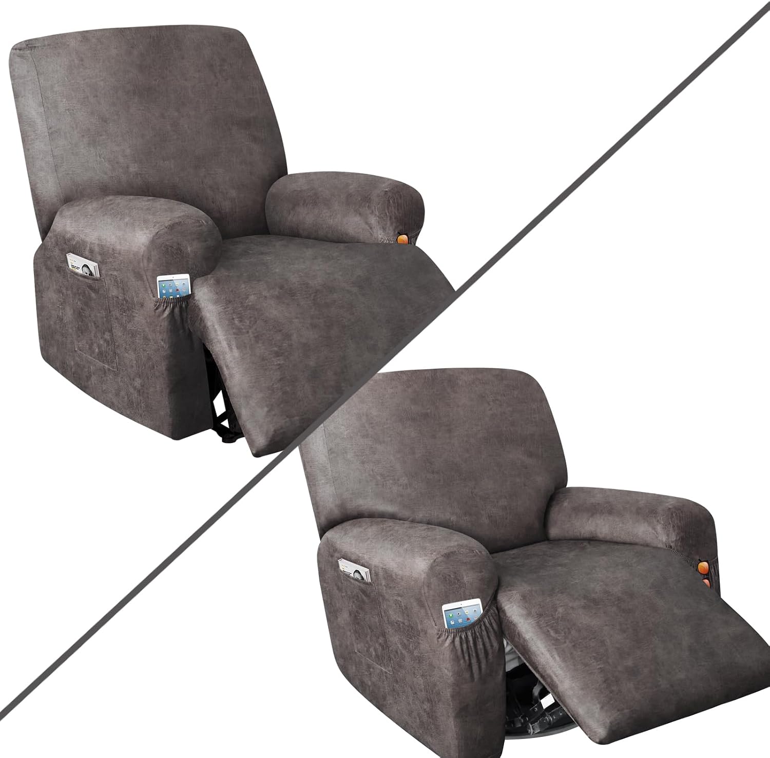 Amazon.com: WINCREW Like Leather Recliner Chair Covers, 4 Pieces Lazy ...
