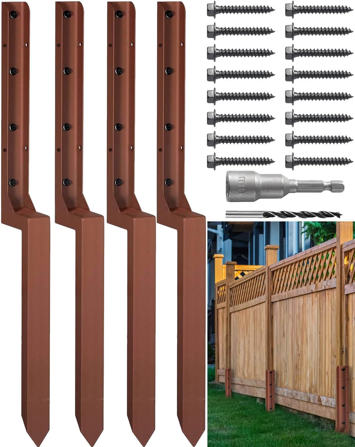 Amazon.com : Heavy Duty Fence Post Repair Stakes - 2.95 FT 4 Packs Stee ...