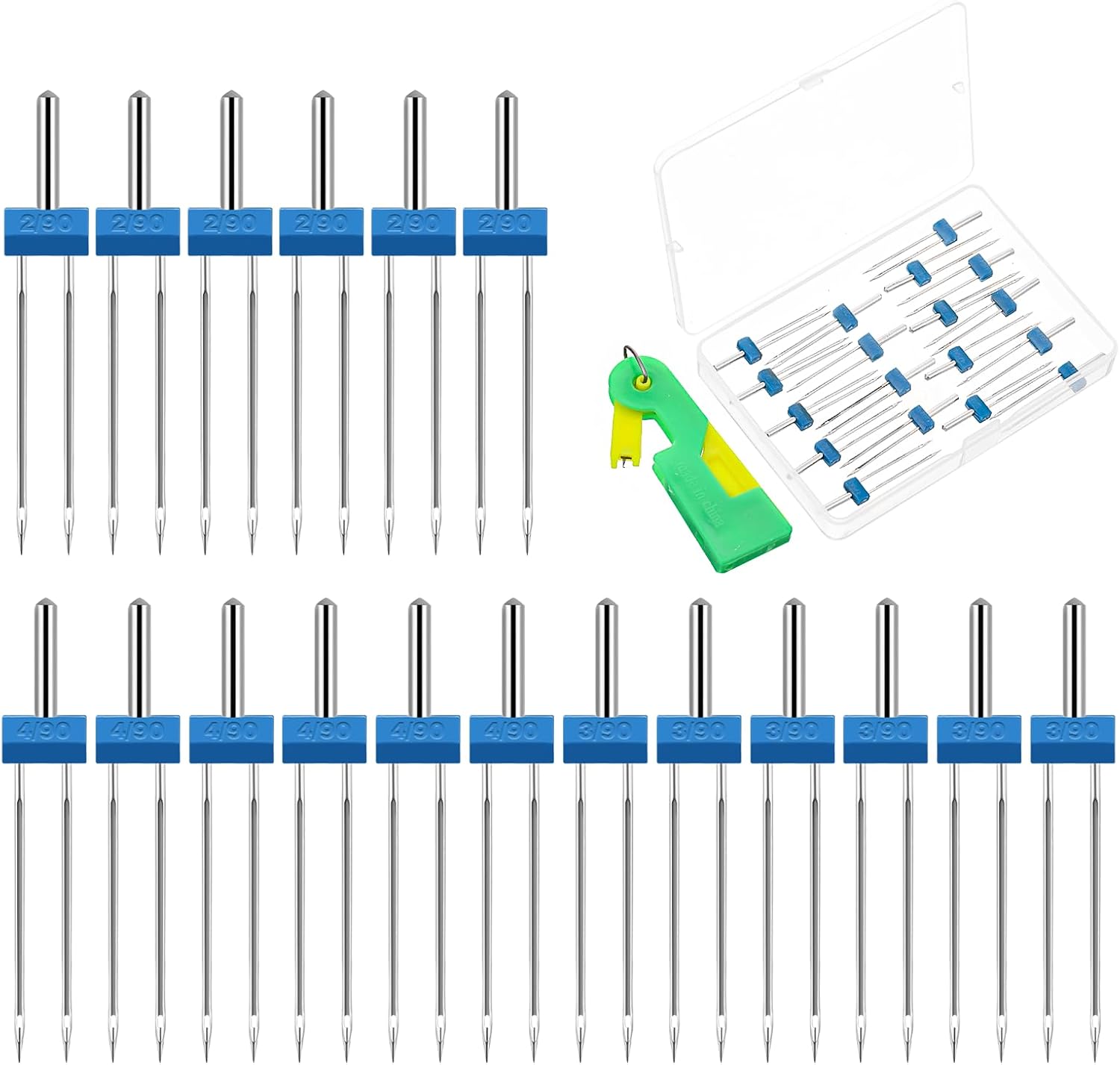 Amazon.com: 18Pcs Twin Needles for Sewing Machine, Double Twin Needles ...