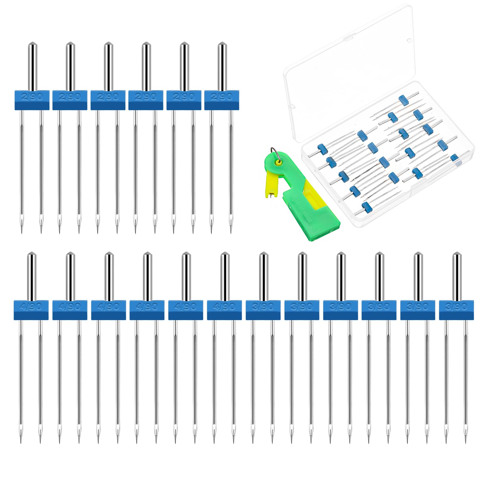 Amazon.com: 18Pcs Twin Needles for Sewing Machine, Double Twin Needles ...