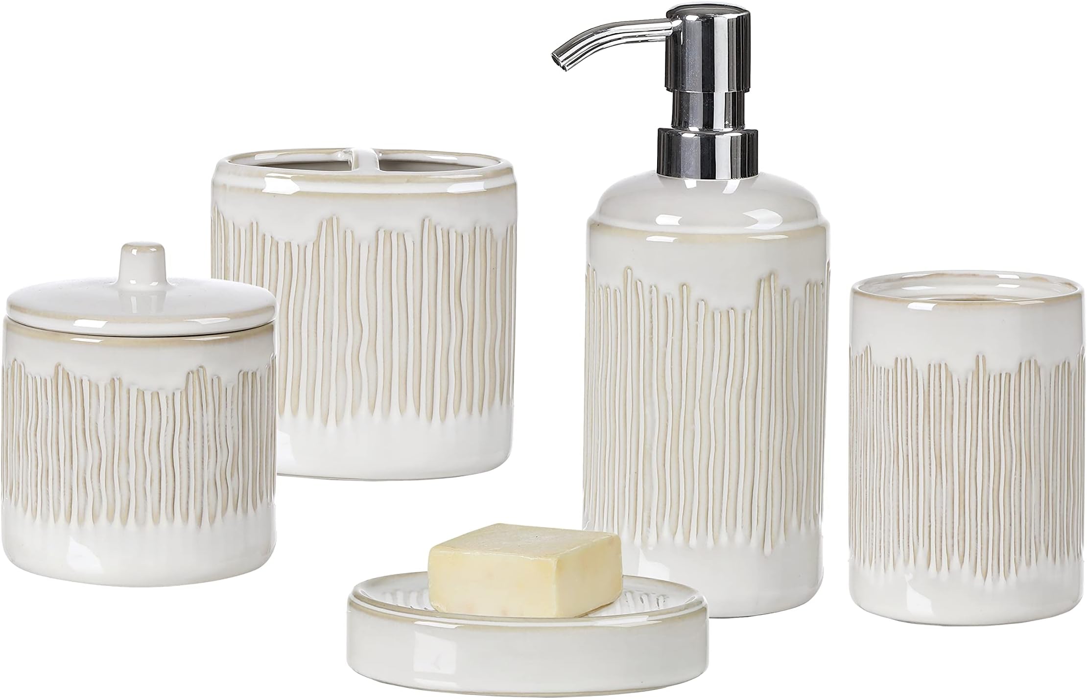 Amazon.com: Motifeur Bathroom Accessories Set, 5-Piece Ceramic Bath ...