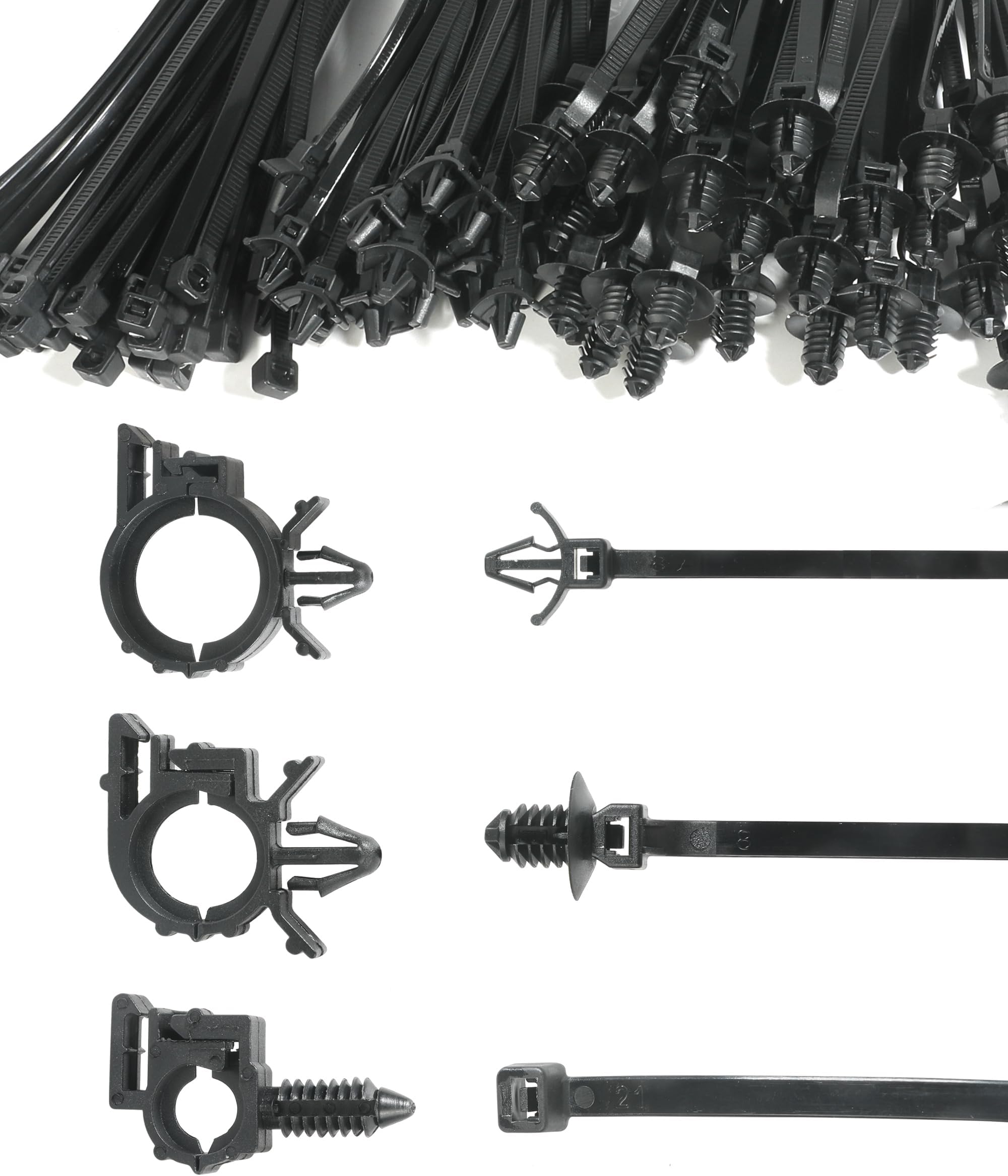 Amazon.com: 150PCS Cable Zip Ties with Zip Tie Mount,Push Mount Nylon ...