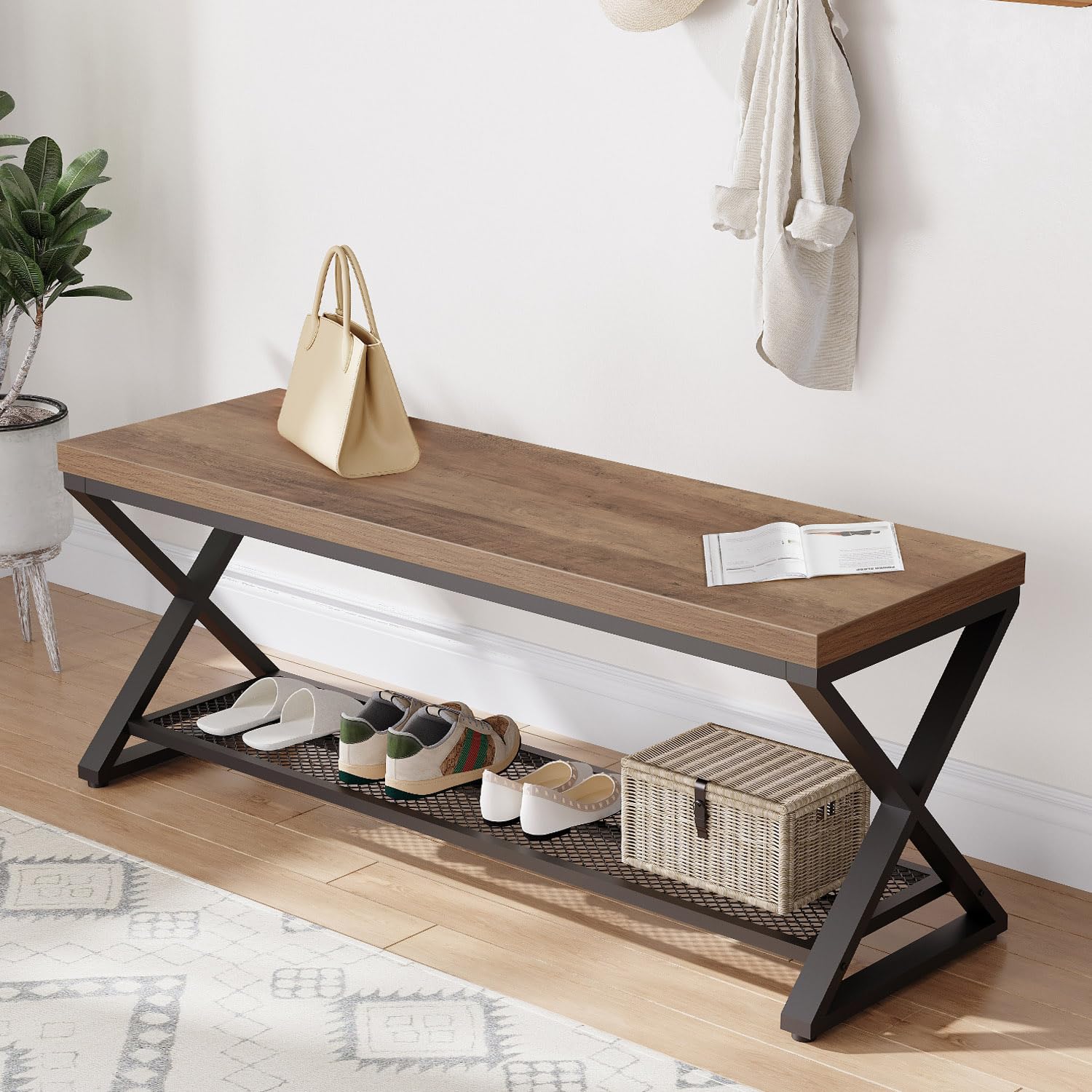 Amazon.com - LVB Entryway Bench, Indoor Shoe Bench with Storage and ...