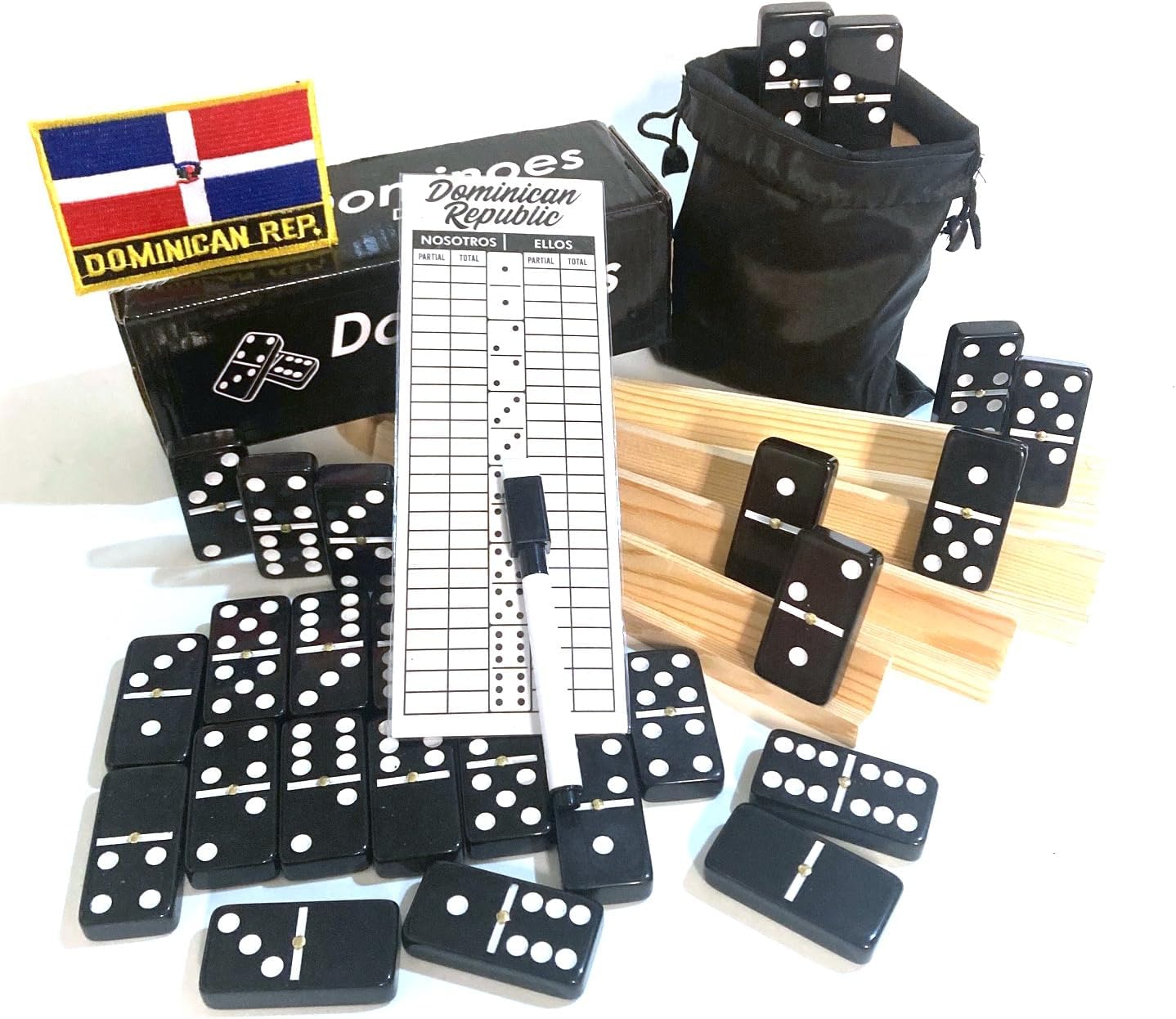 Amazon.com: Dominican Dominoes Set Black Double Six Dominos Set with ...