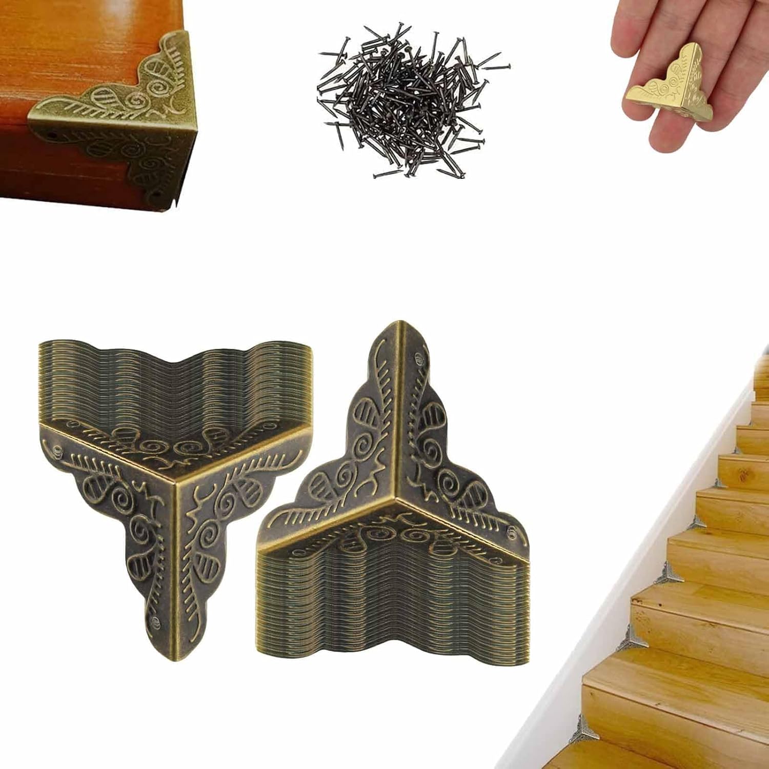Amazon.com: MIOKUKO 100Pcs Stair Dust Corners for Wooden Steps, Stair Dust Corners Decorative ...