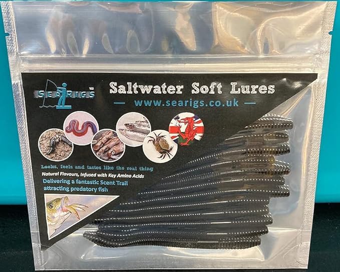 Black Lugworm 12 x 4 Inch -10cm - Suspended in Natural Lugworm ...