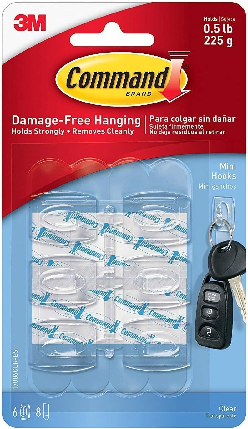 Command Small Utility Hook, Pack of 6 Hooks and 12 Adhesive Strips ...