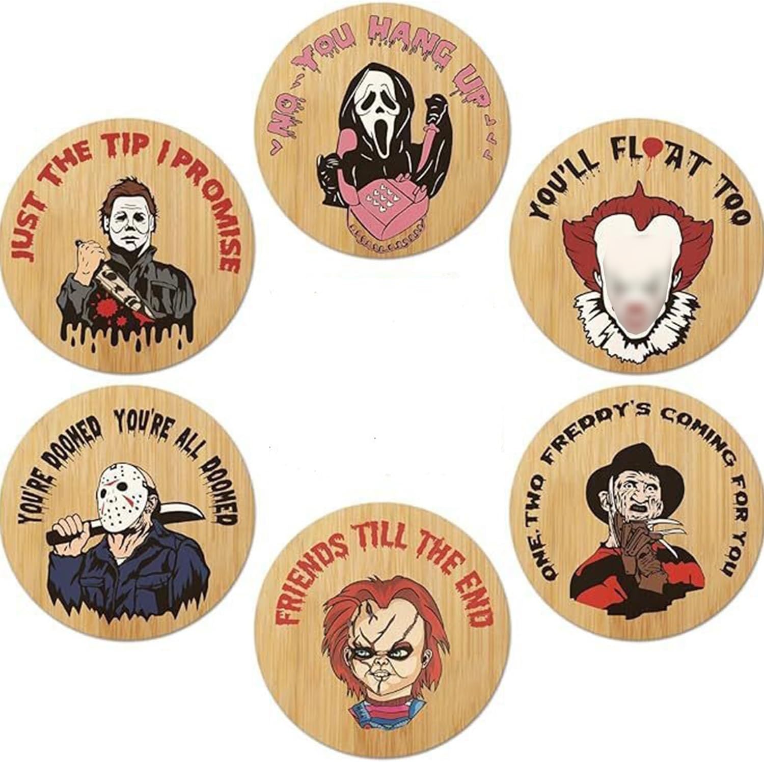 Amazon.com: Halloween Horror Coasters for Drinks,6PCS Spooky Coasts Set ...