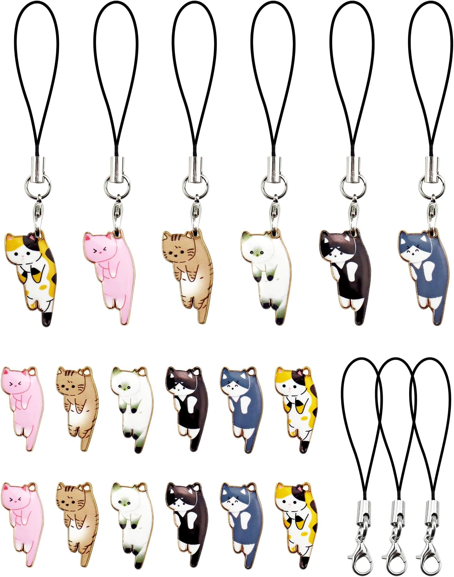Amazon.com: 6 Pcs Cat Charm for Cell Phone Kawaii Kitty Mobile Phone ...