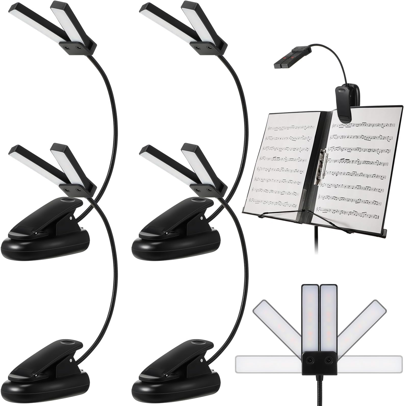 Amazon.com: Rossesay 4 Pcs Folding Clip on Book Lamp 18 LED ...