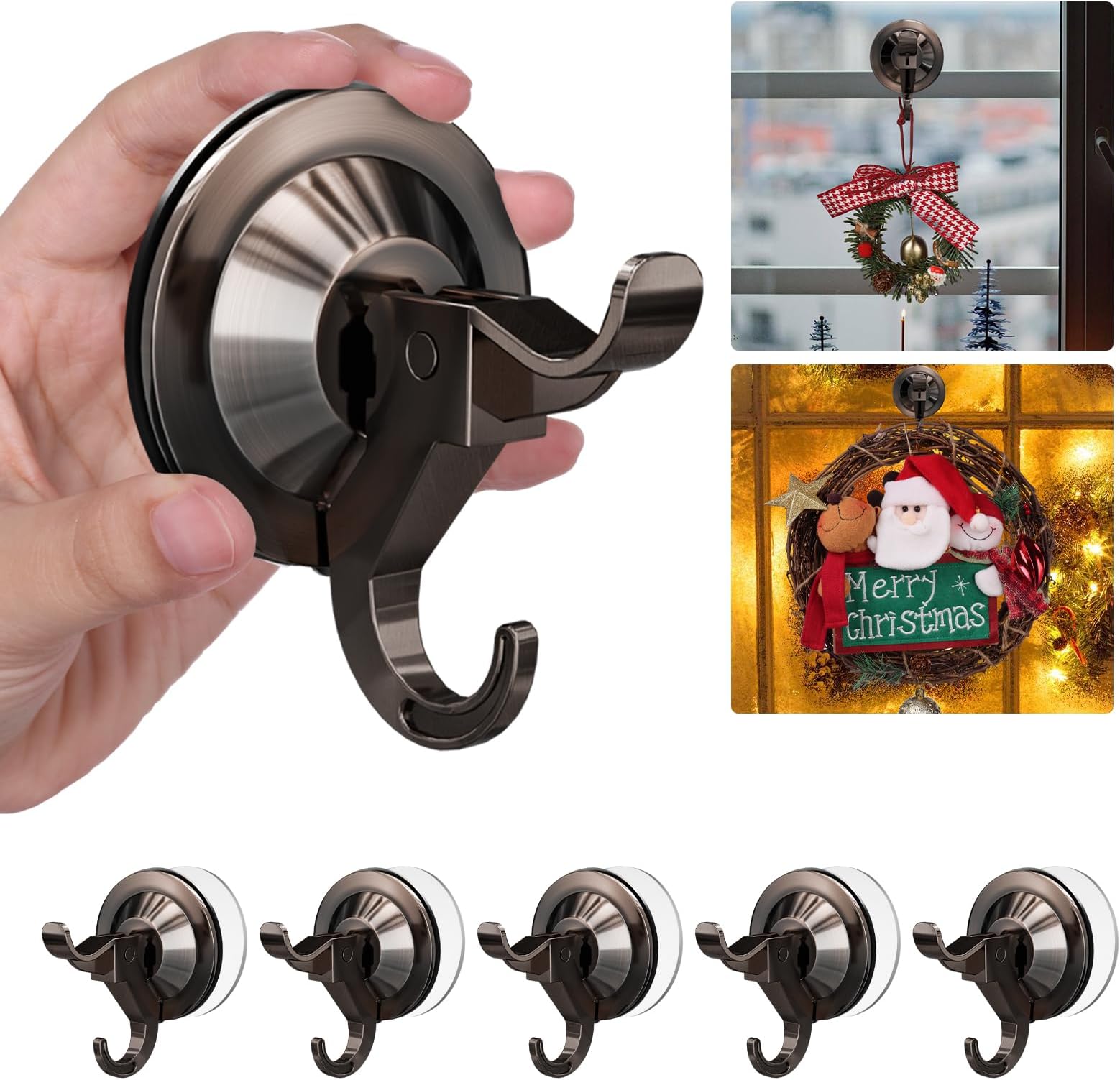 Amazon.com: Suction Cup Hooks for Wreaths On Glass | 2Pcs Upgraded ...