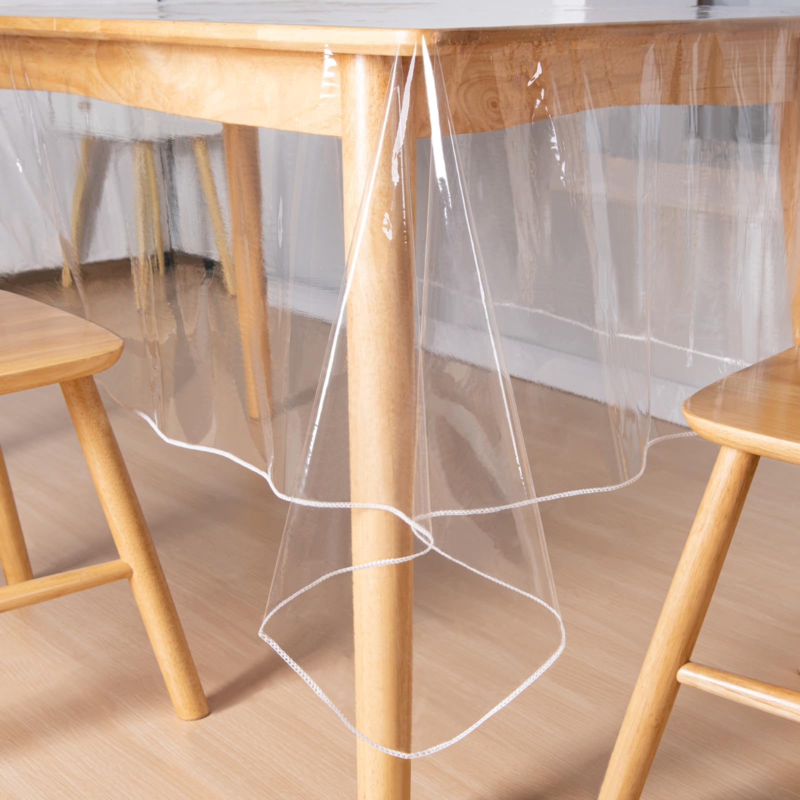 JIUZHEN Clear PVC Tablecloth, 60"x120", 100% Waterproof & Oil-Proof ...