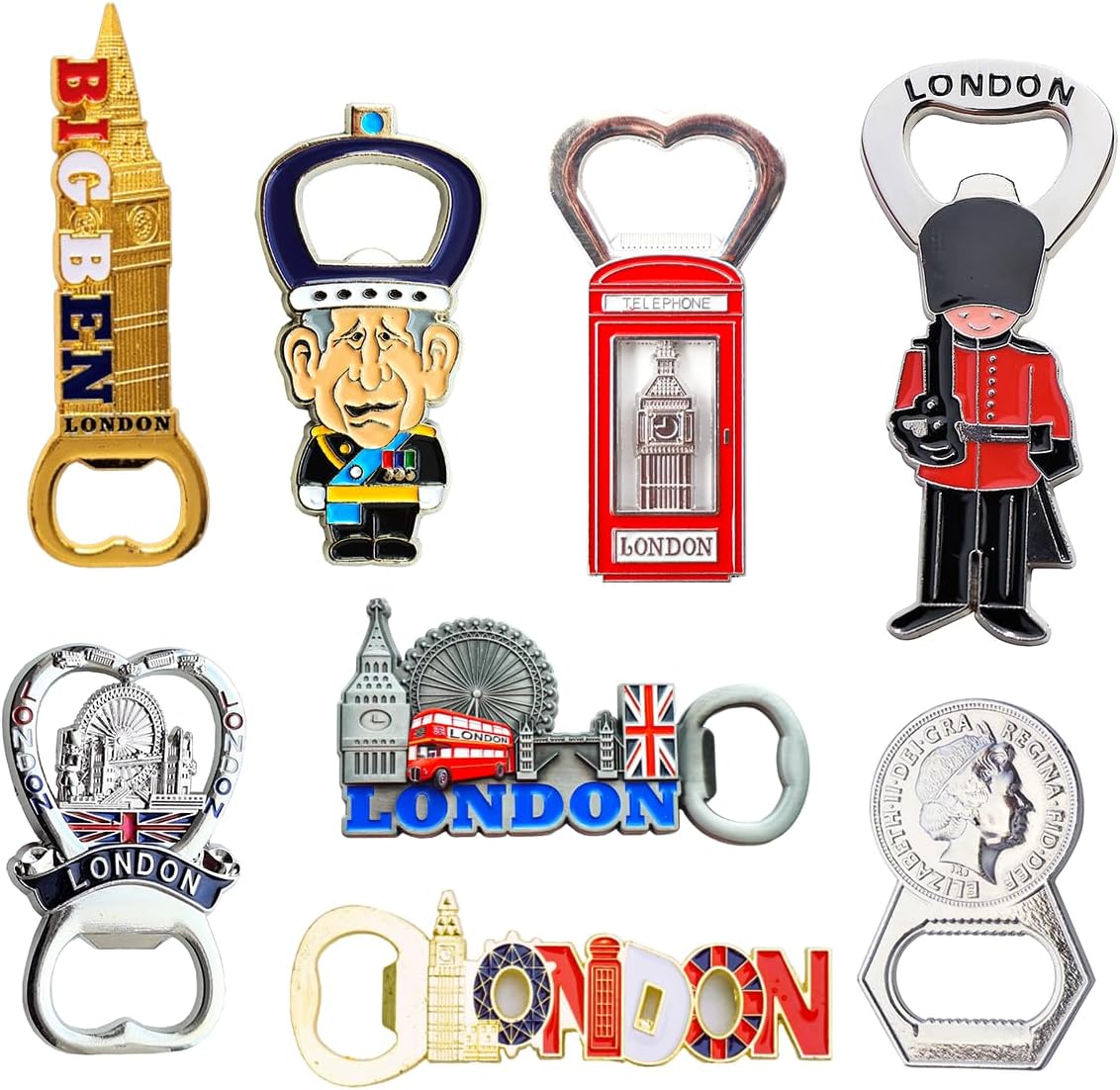 Famous London Skyline Mix Fridge Magnet Bottle Openers - Set of 8 ...